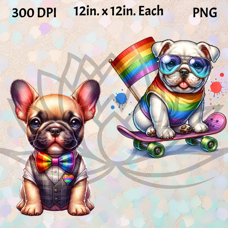 LGBTQ Pride Dogs Clipart PNG - Etsy