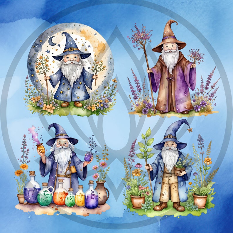 12 Old Wizards Clipart PNG - Etsy