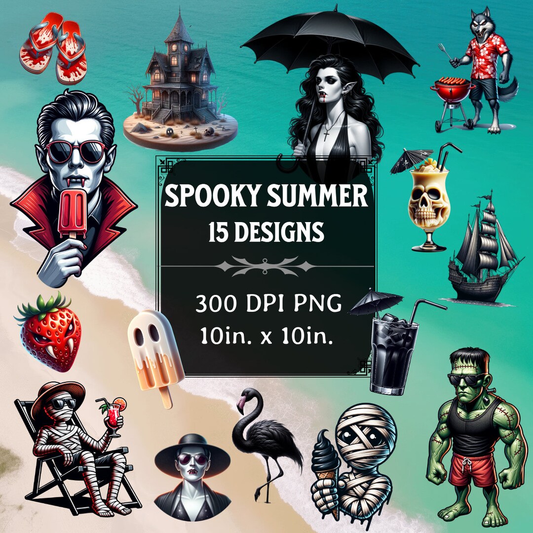 Spooky Summer 15 PNG Clipart Designs - Etsy