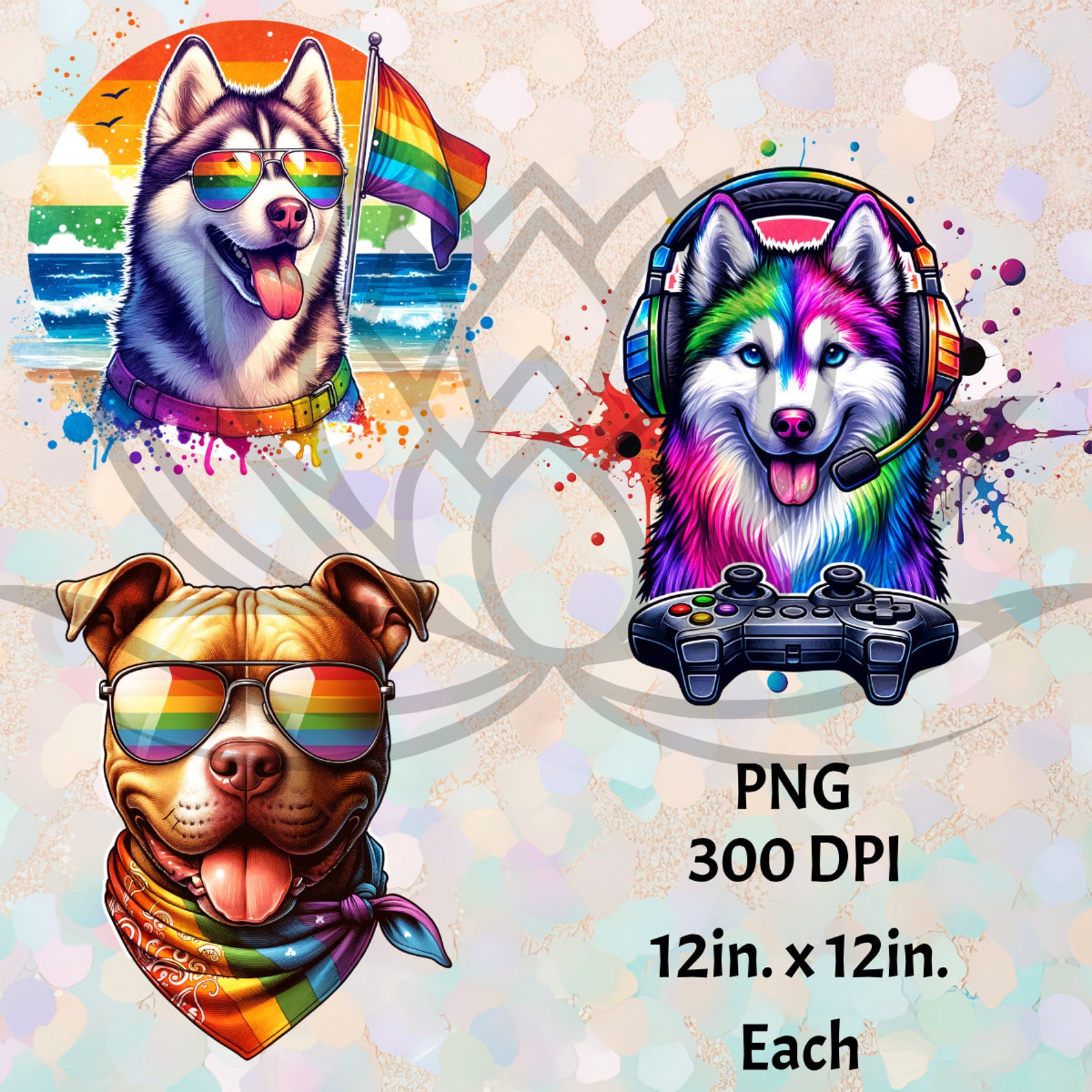 LGBTQ Pride Dogs Clipart PNG - Etsy