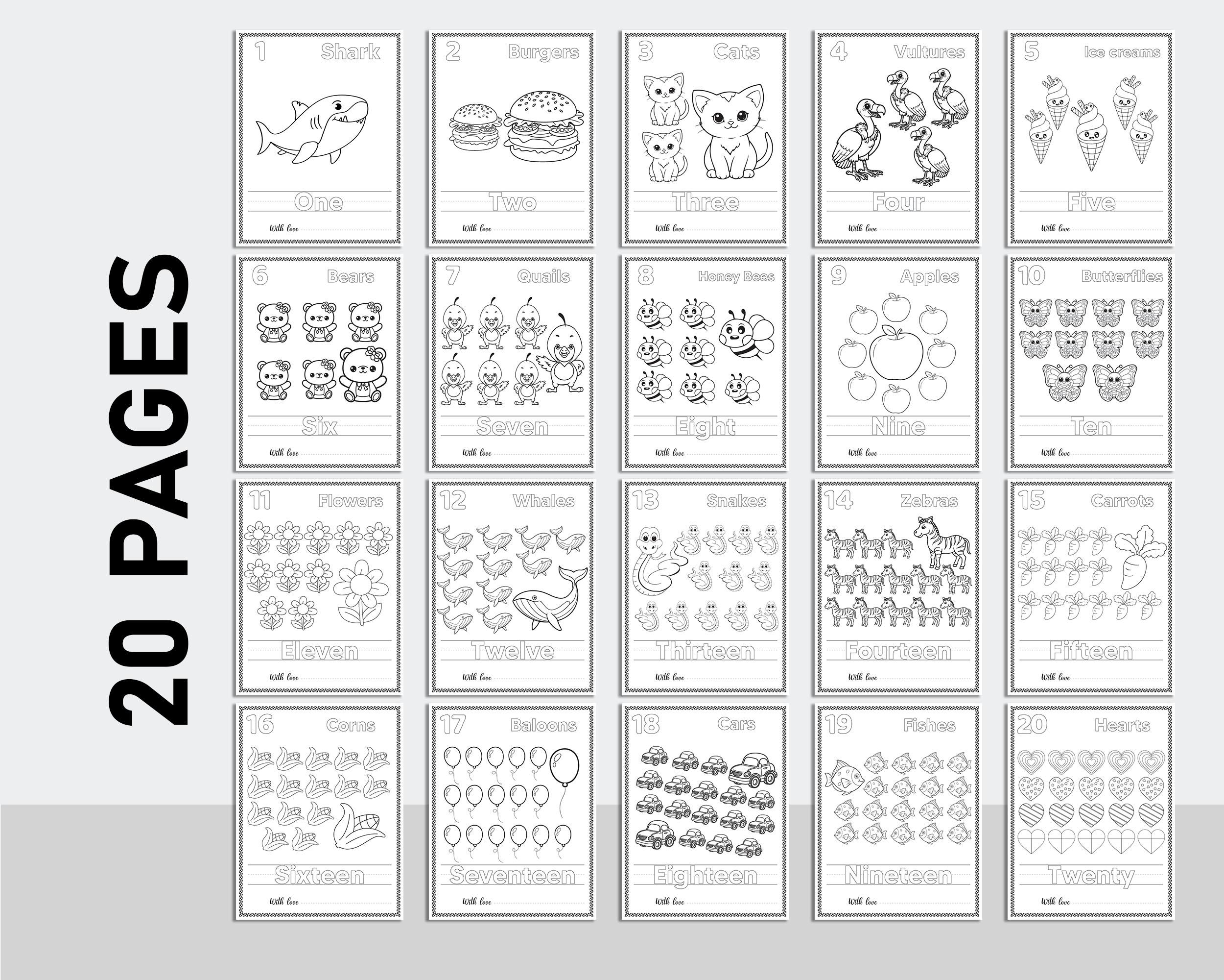 123 Coloring Book Printable, Baby Shower 20 Pages Baby's First 123 Book ...