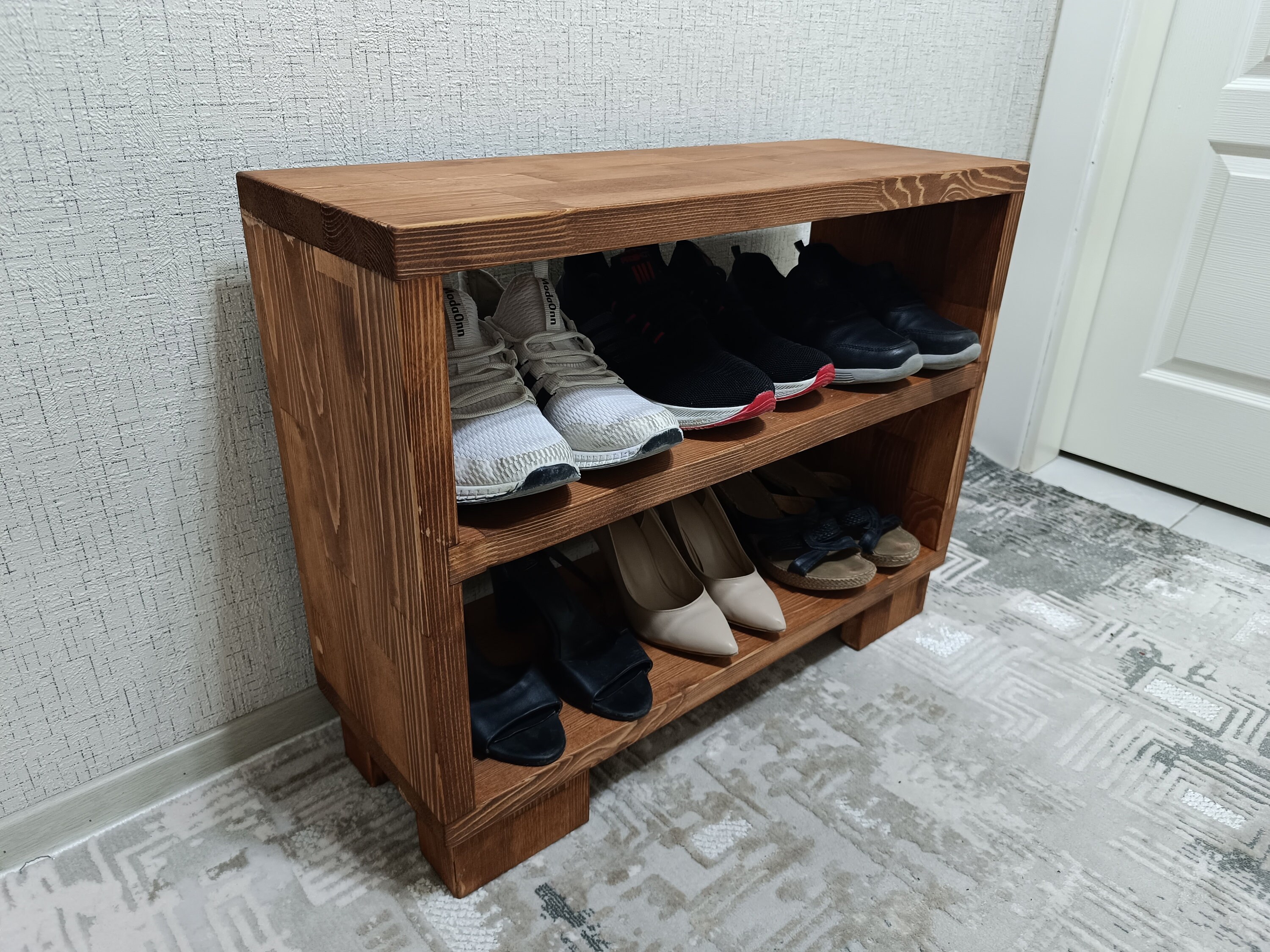 Rustic Shoe Rack With Bench/ Shoe Rack Bench Seat Storage / Rustic ...