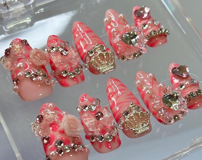 Pinky Leopard Print Gyaru Japanese Style Press on Nails - Etsy