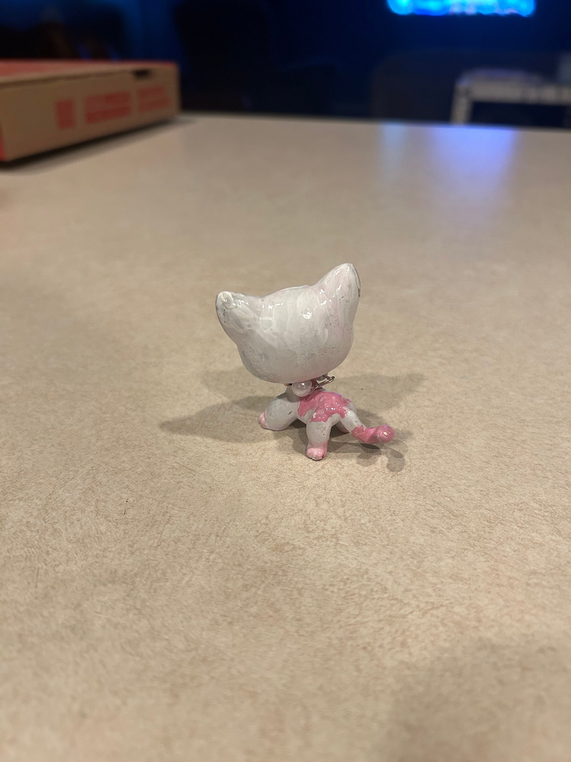Lps White and Pink Short Heir Cat Custom. - Etsy