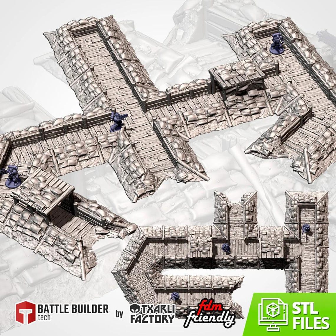 WW2 Modular Trench System - Miniature Terrain - Txarli Factory - RPG ...