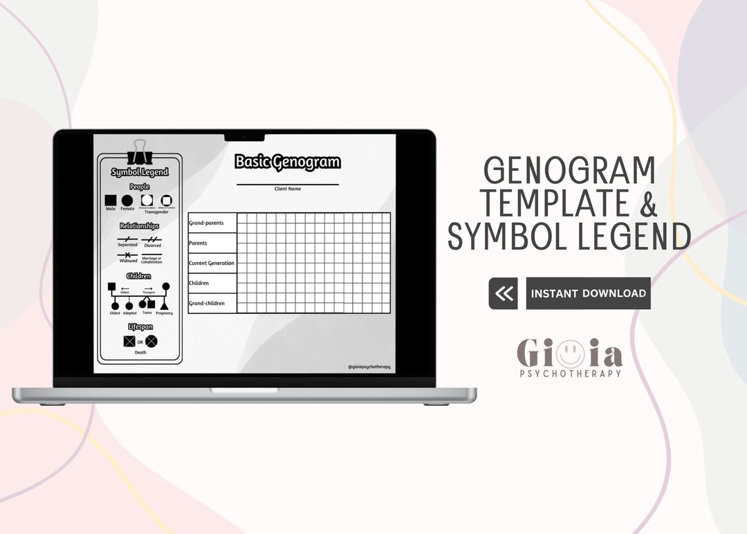 Genogram Template With Symbol Legend/handout/therapy Resources ...