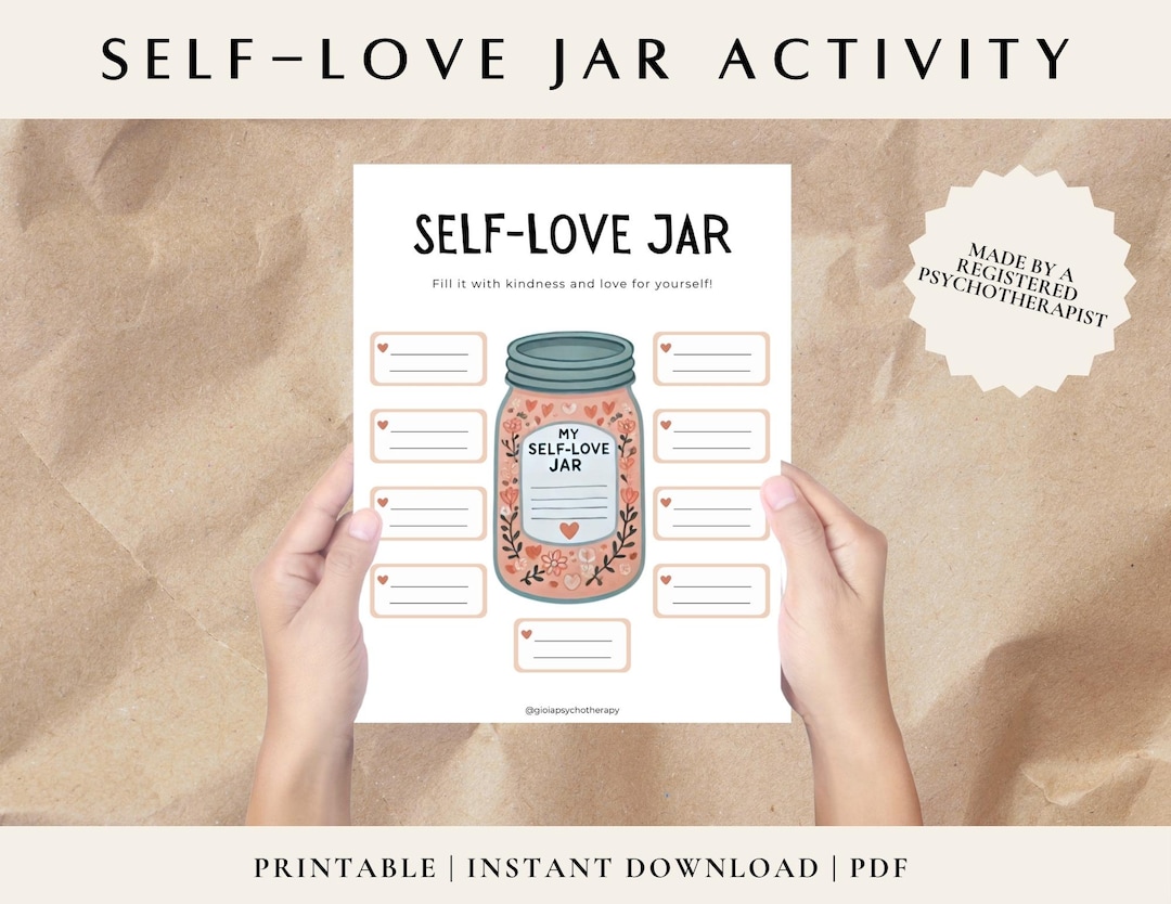 Self-esteem Activity, Self-worth, Self-love Jar, Therapy Worksheet ...
