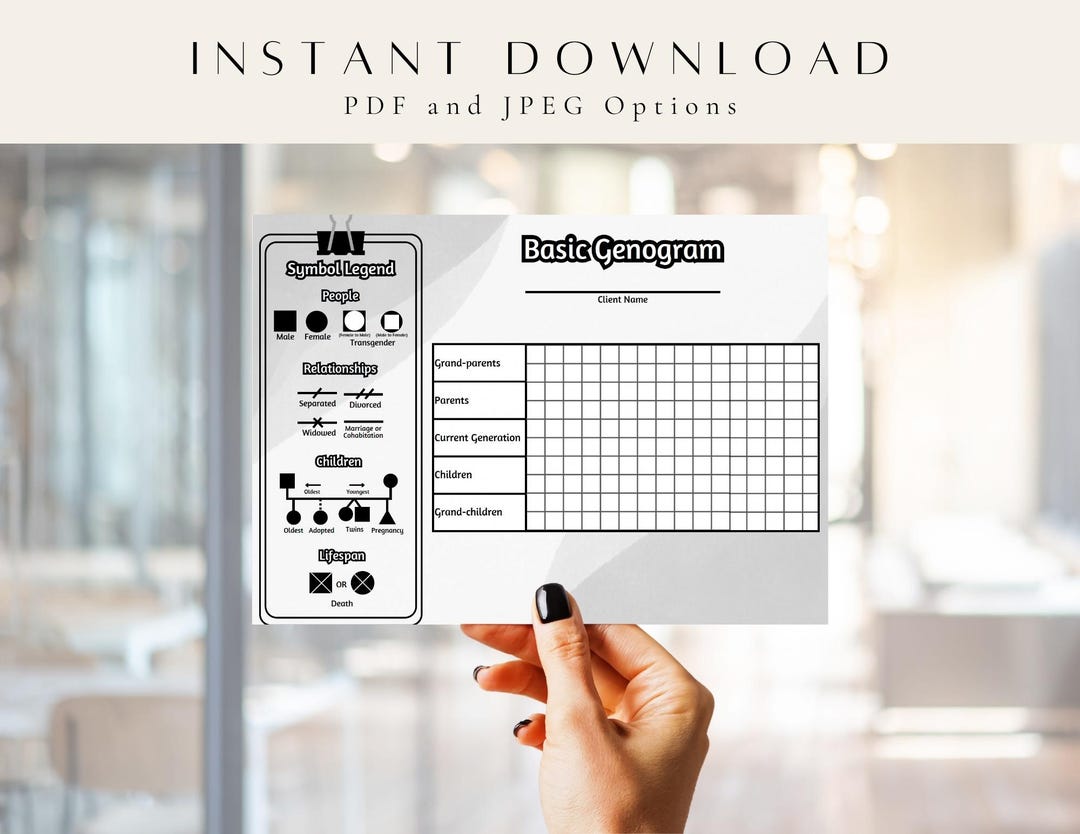 Printable Genogram With Symbol Legend, Mental Health Tool, Social Work ...