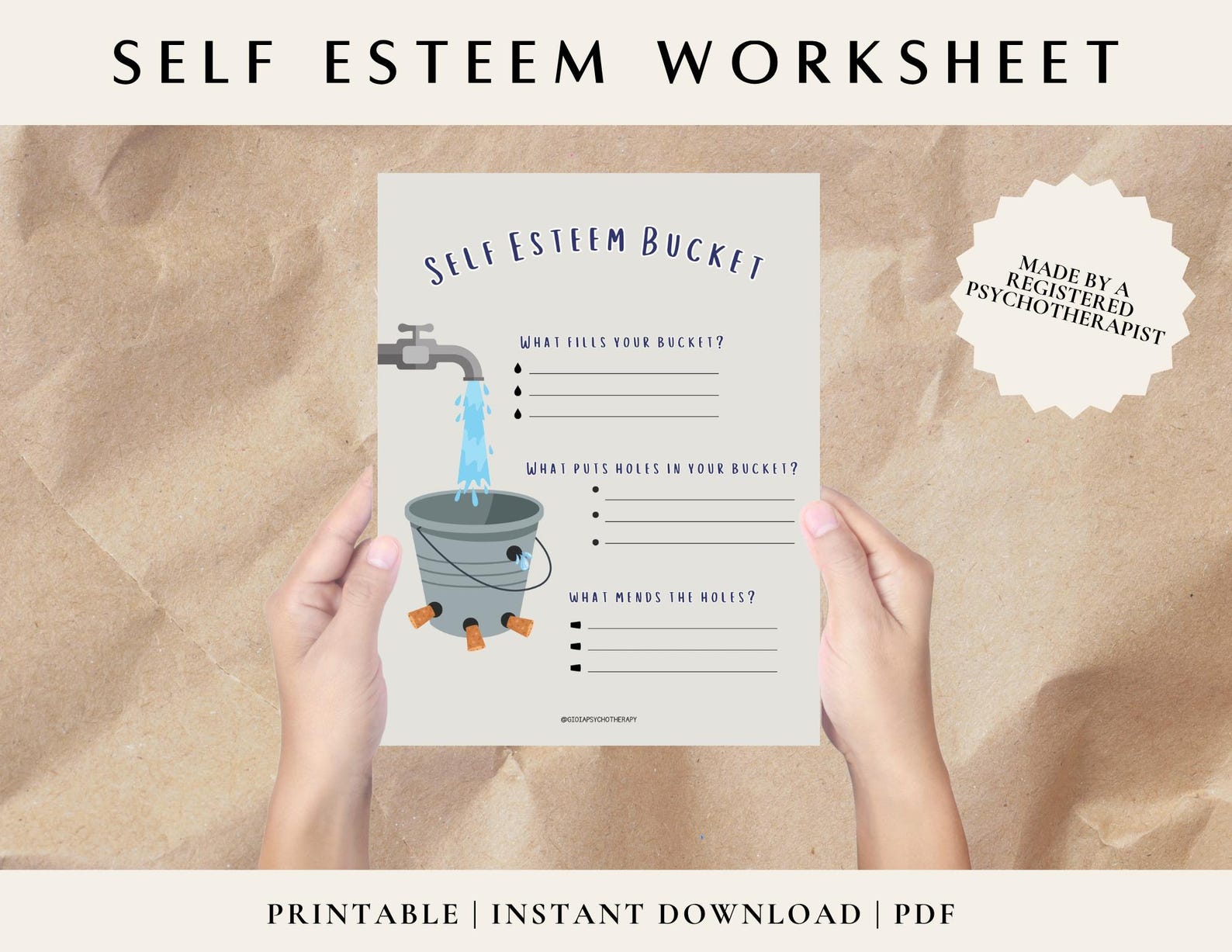Self-esteem Bucket Activity: Therapy Worksheet (printable PDF) - Etsy
