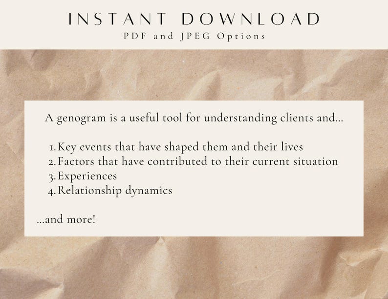 Printable Genogram Template With Symbol Legend (PDF & JPEG) - Etsy