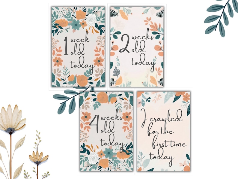 Baby Milestone Downloadable Cards - Photograph Vital Stages in Your ...