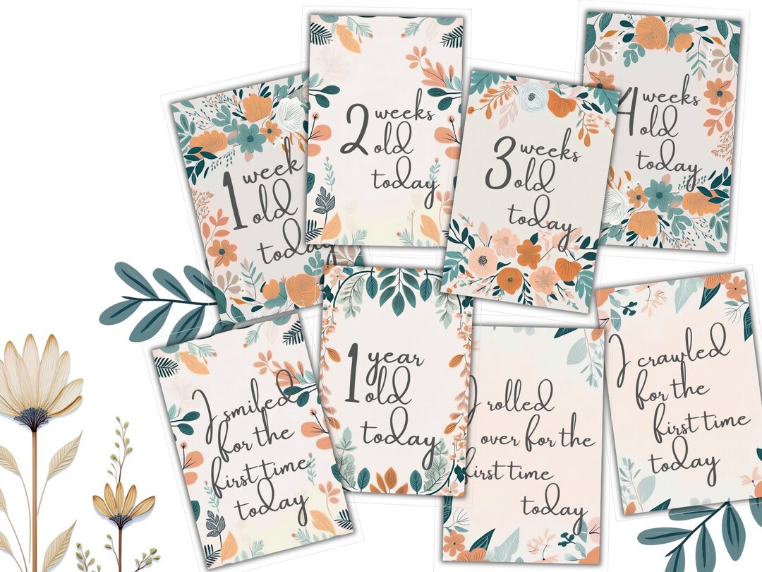 Baby Milestone Downloadable Cards - Photograph Vital Stages in Your ...