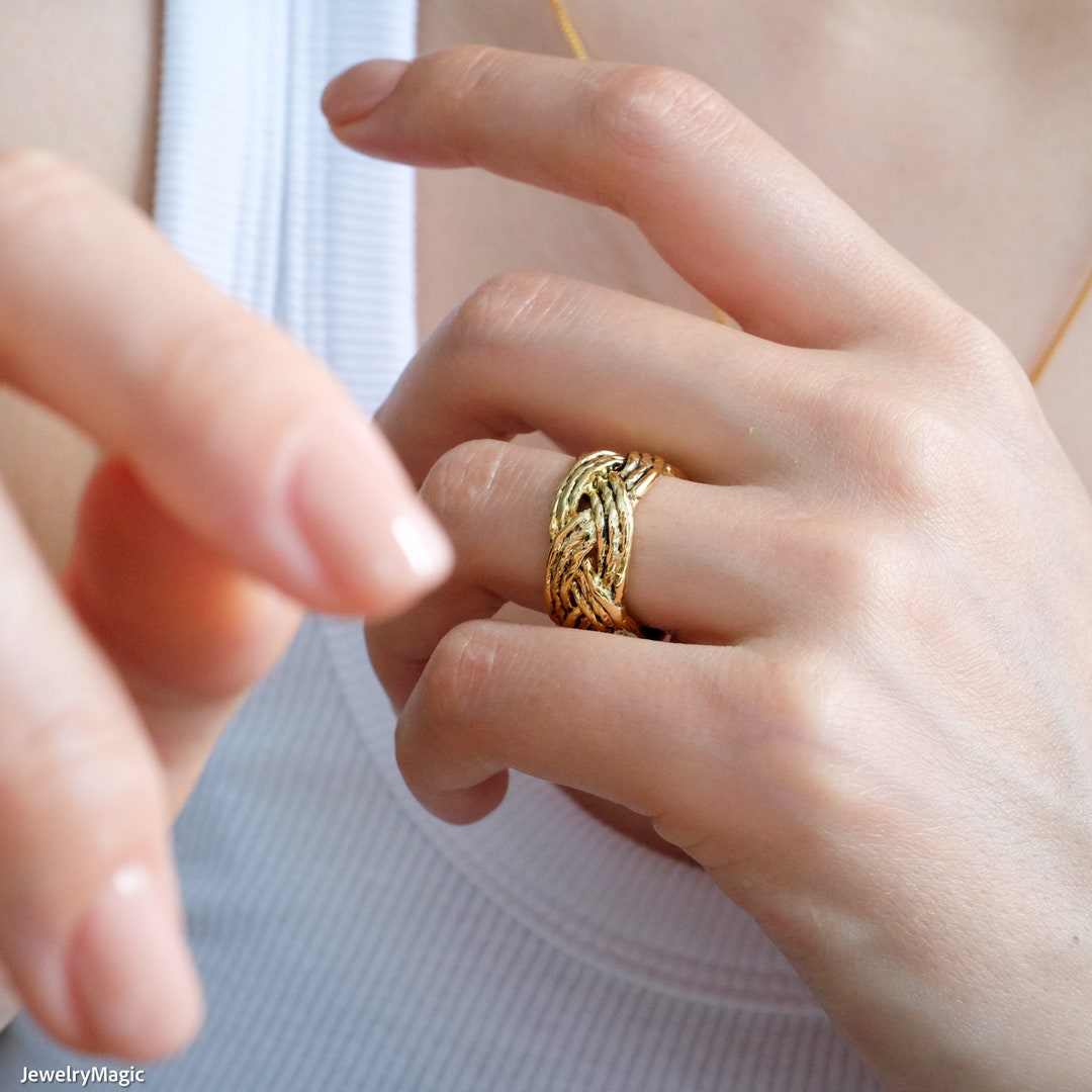 Vintage Braid Rope Ring, Dome Ring, Twisted Ring, Chunky Gold Ring ...