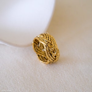 Vintage Braid Rope Ring, Dome Ring, Twisted Ring, Chunky Gold Ring ...