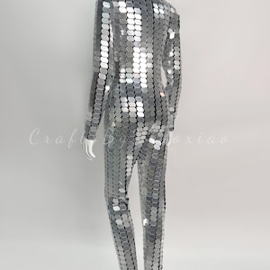 Futuristic Silver Sequin Chainmail Jumpsuit With Disco Helmet - Etsy