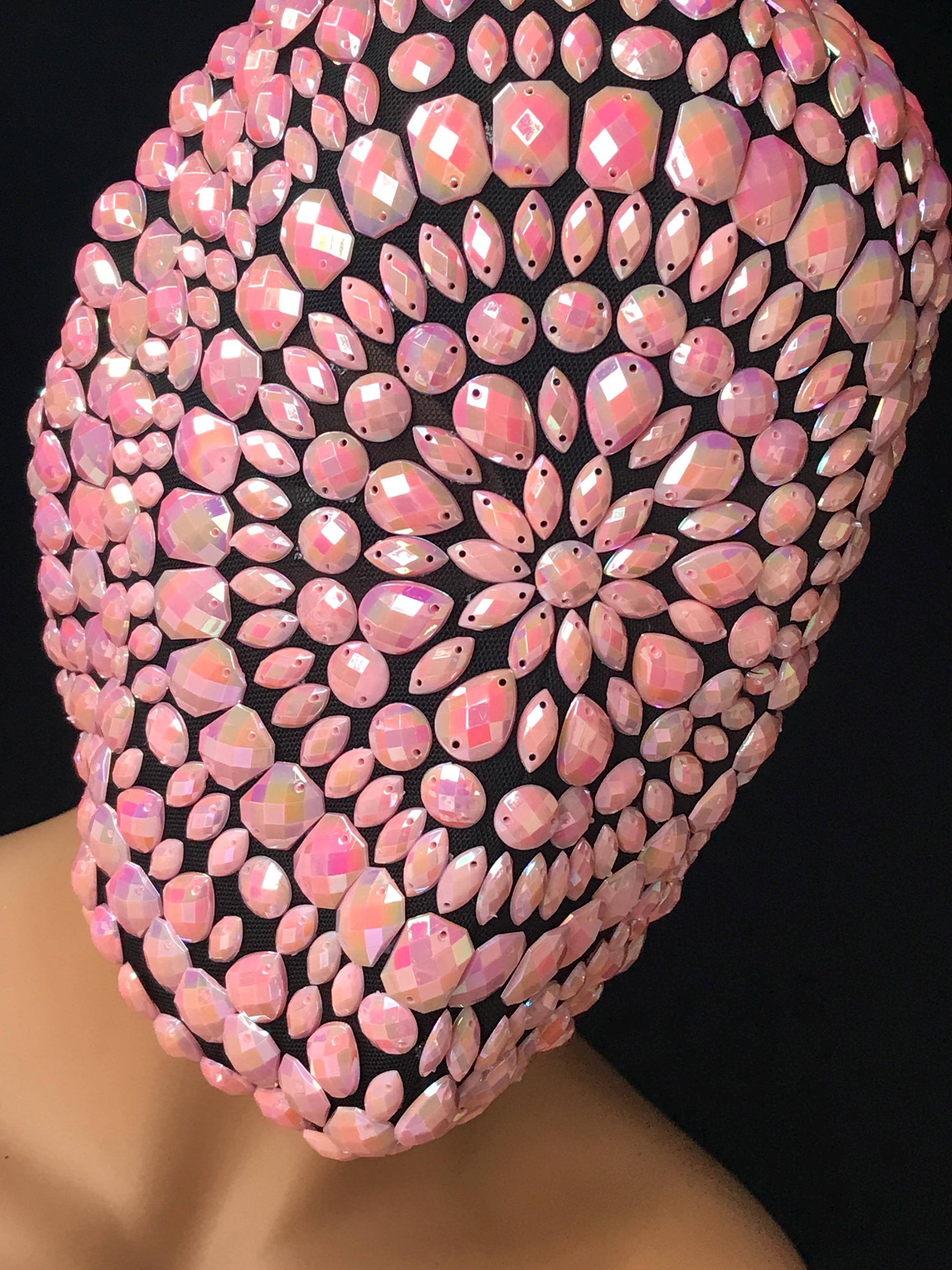 Pink Beaded Full-head Mask: Burning Man Rave Costume Headpiece, One ...