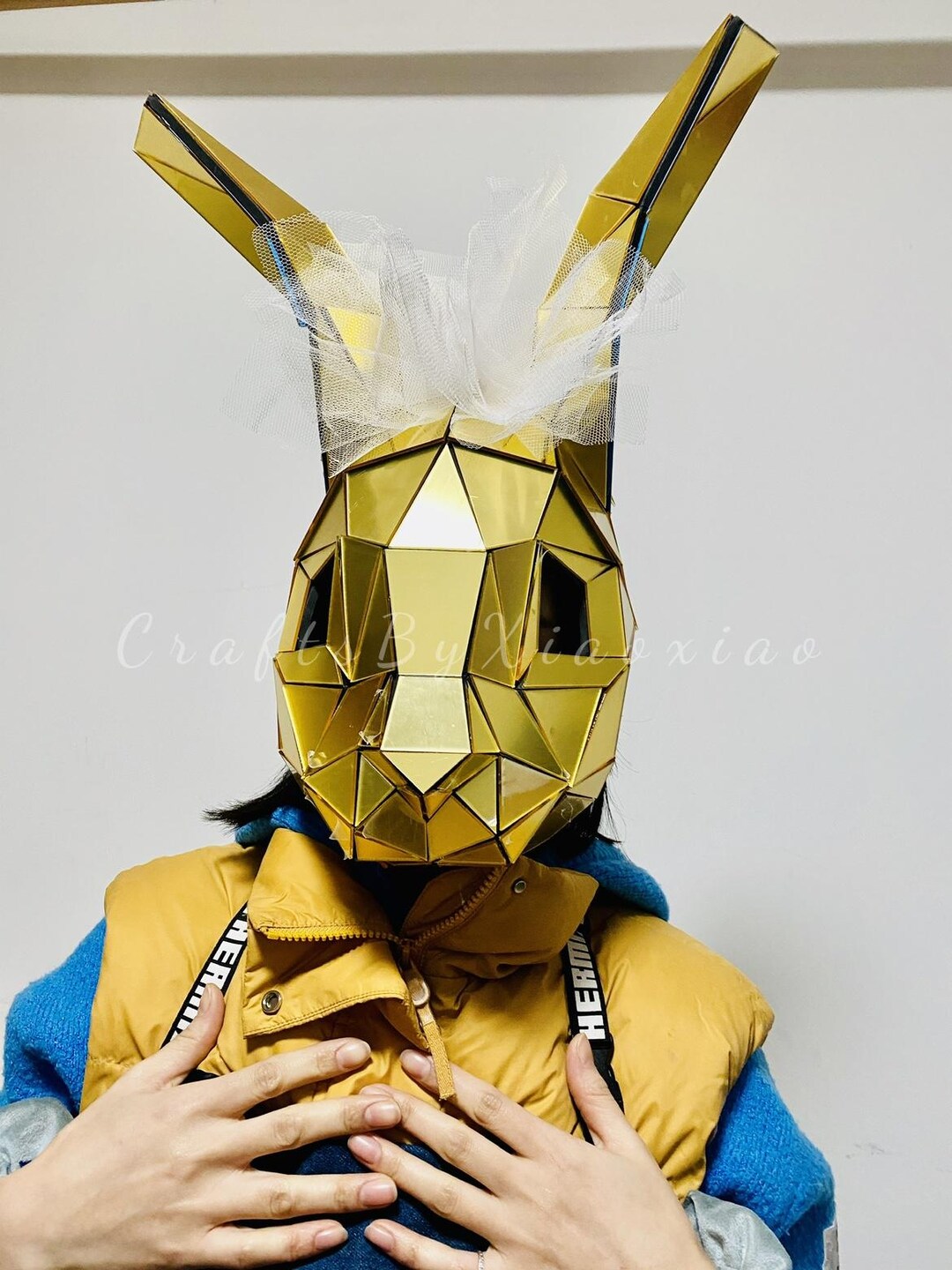 3D Mirror Full-head Rabbit Mask, Full Face Animal Mask for Halloween ...