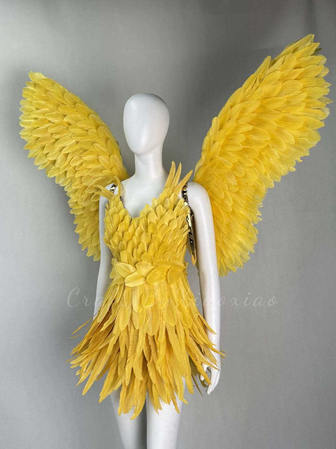 Handmade Yellow Feather Angel Wings: Burning Man, Mardi Gras Costume - Etsy