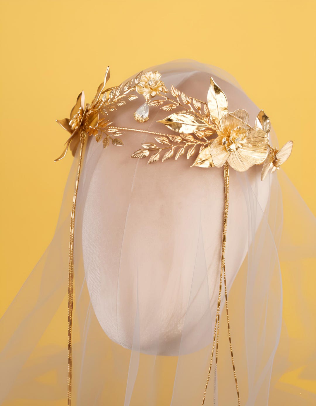 Vintage Queen's Greek Leaf Tiara With Tassels for Photoshoots, Parties ...