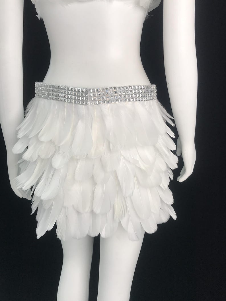 White Feather Angel Wings Costume Set, Crystal Bralette, Mini Skirt - Etsy