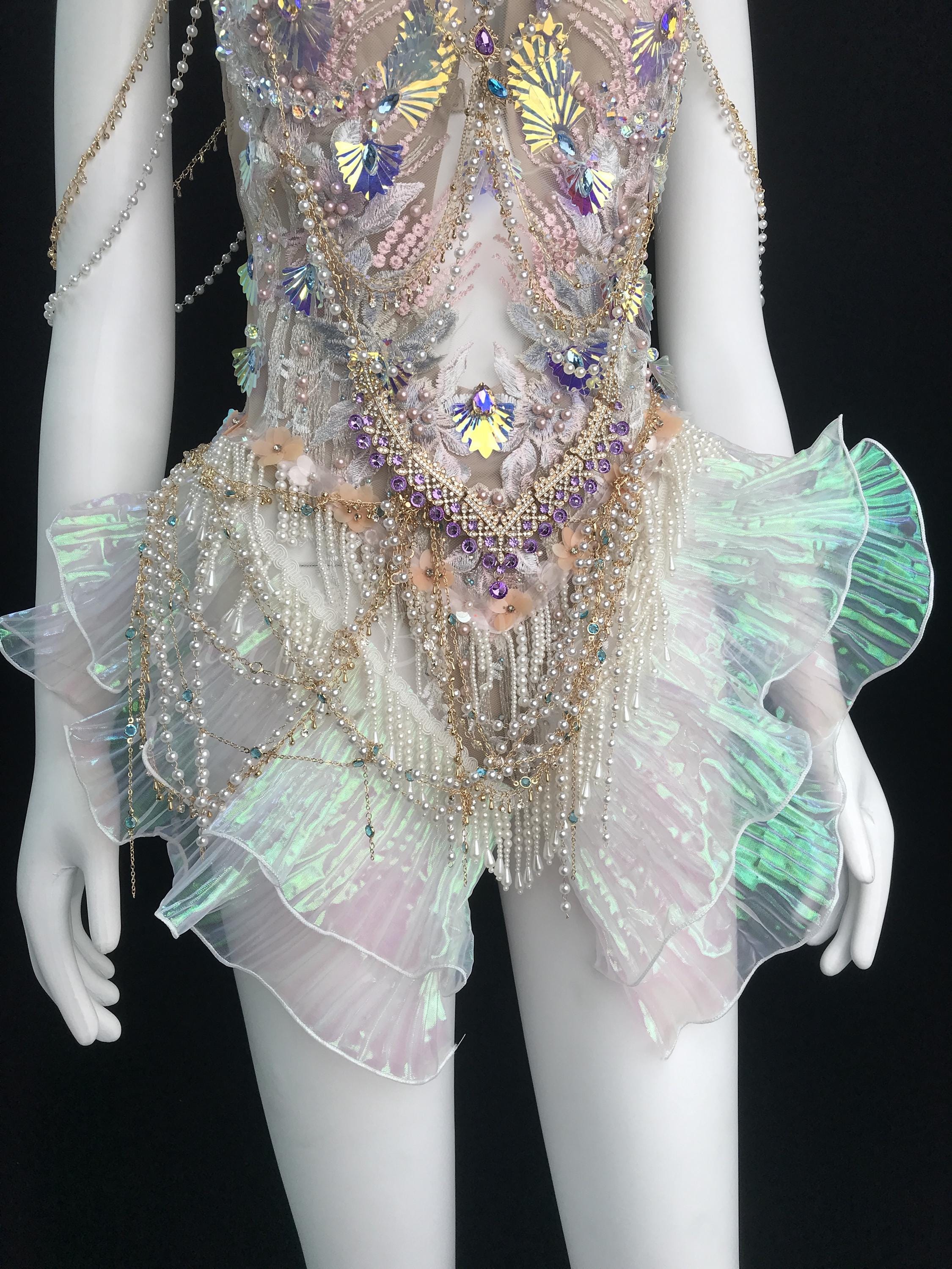 Ocean Goddess: Iridescent Mermaid Scale Bodysuit for EDM, Ocean-themed ...