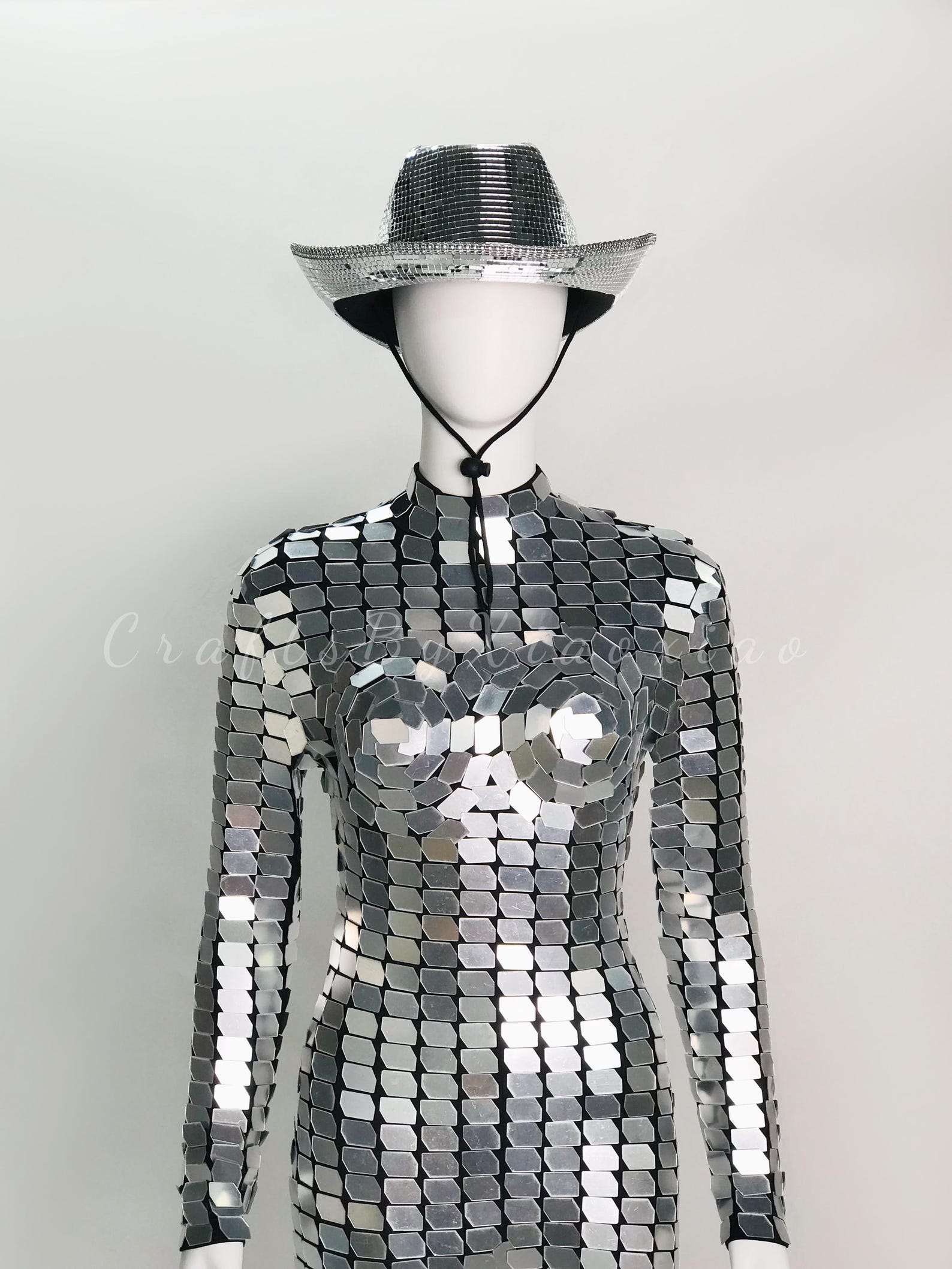 Futuristic Silver Sequin Chainmail Jumpsuit With Disco Helmet - Etsy