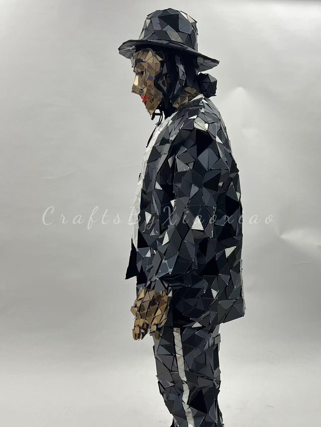Michael Jackson Sequin Art Costume -black / White Jacket With Shirt ...
