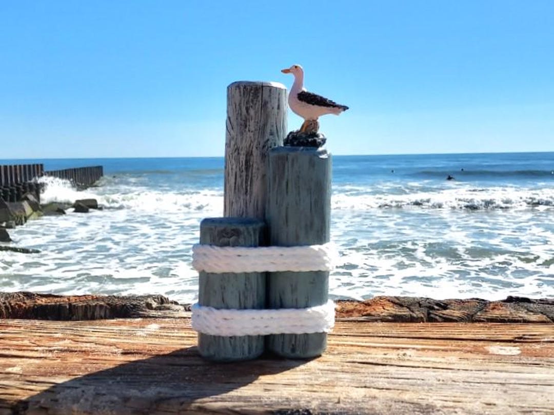 Miniature Nautical Piling With Seagull: Coastal Decor - Etsy