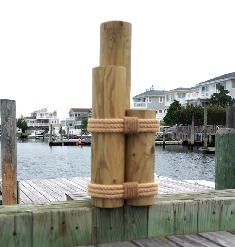 Nautical Piling Decor: 28" Coastal Deck Posts With Manila Rope - Etsy