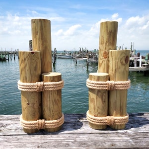Nautical Piling Decor: 28" Coastal Deck Posts With Manila Rope - Etsy