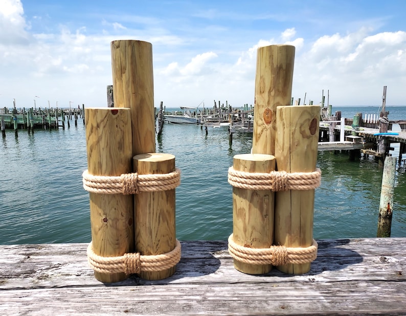 28" Large Nautical Piling 3 Tier Coastal Deck Posts. Beautiful Addition ...