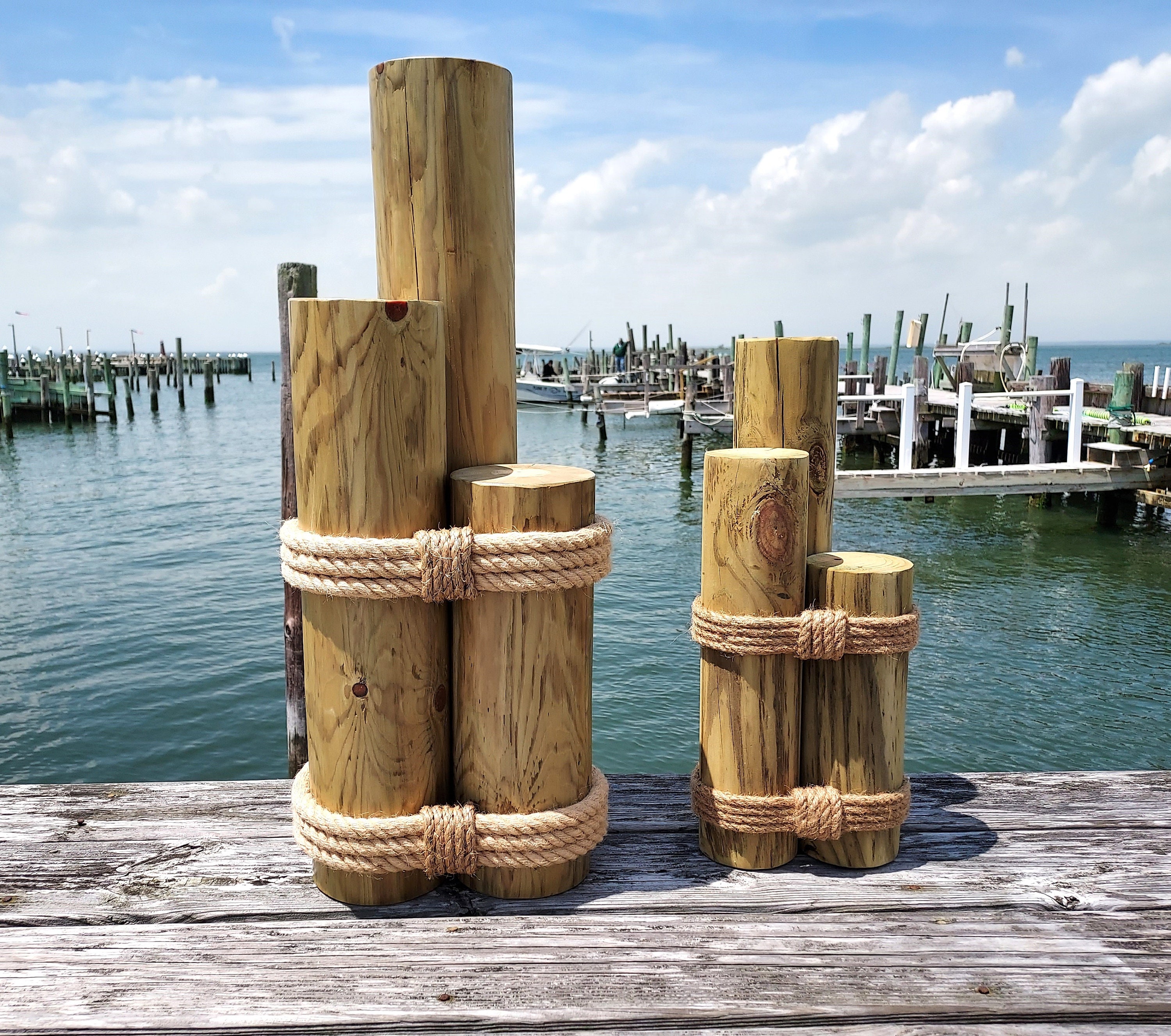 Nautical Piling Decor: 28" Coastal Deck Posts With Manila Rope - Etsy