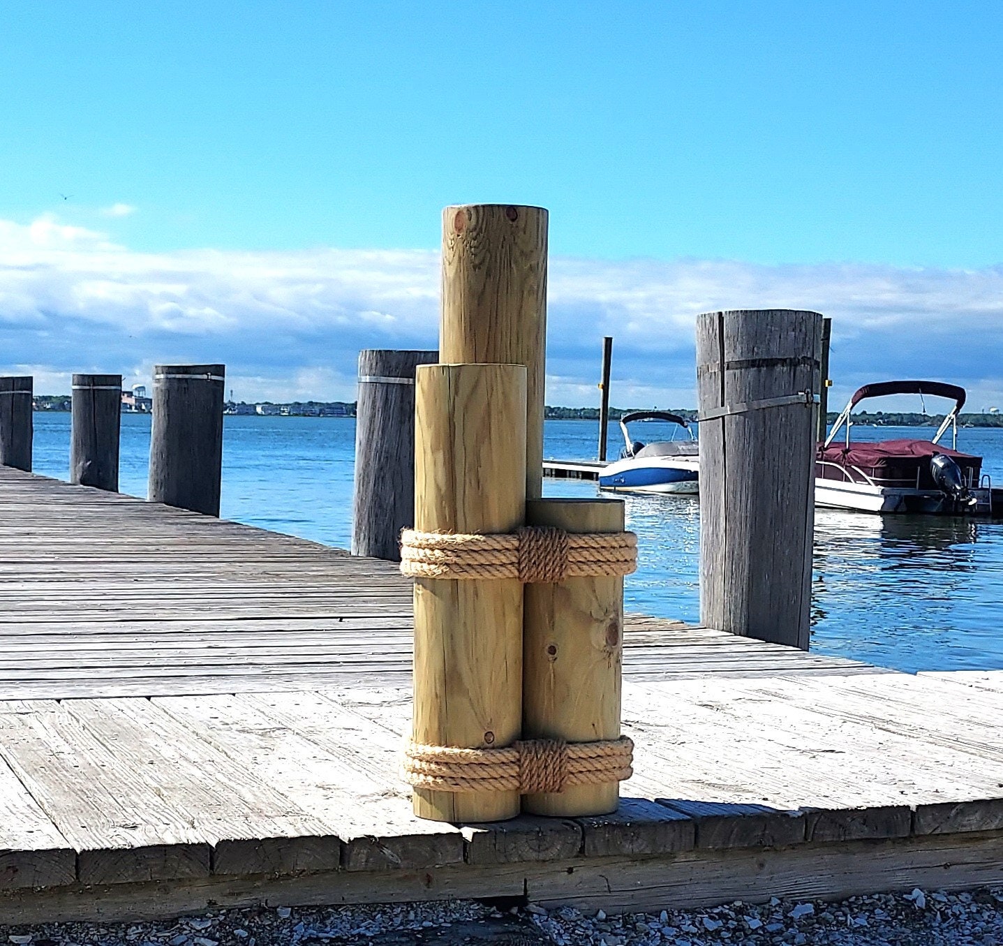 Nautical Piling Decor: 28" Coastal Deck Posts With Manila Rope - Etsy