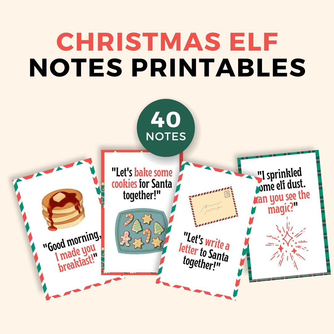 Elf Notes PDF Printable | 40 Unique Designs for Holiday Fun, Gifts ...