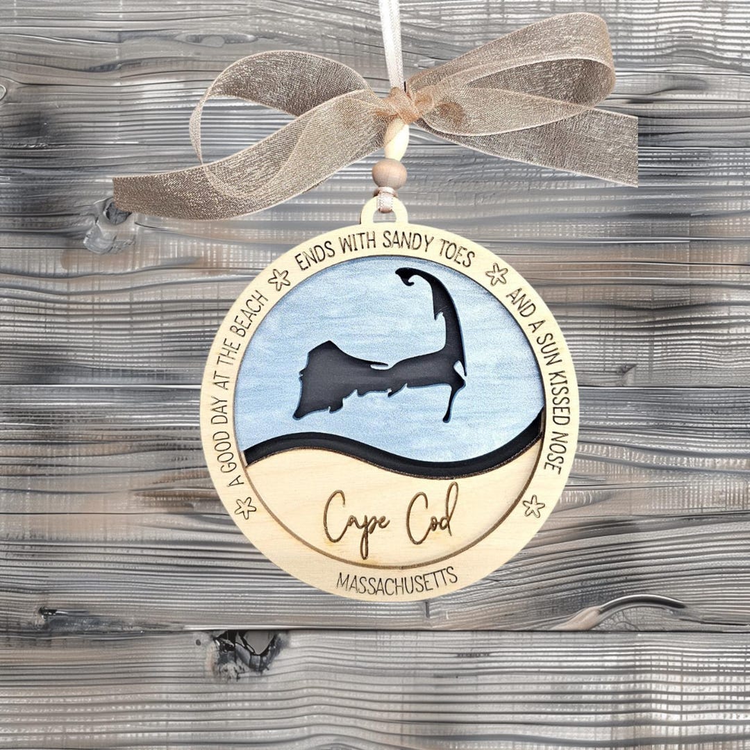Personalized Cape Cod Christmas Ornament Wood Engraved Coastal Gift - Etsy