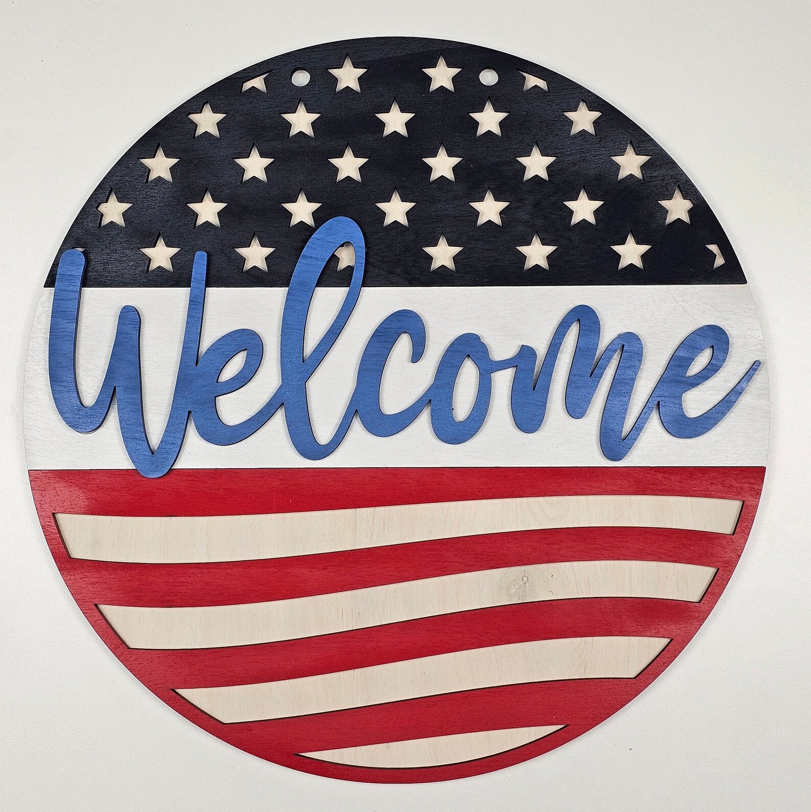 Patriotic Welcome Sign Door Hanger American Flag Wooden Sign Door Decor ...