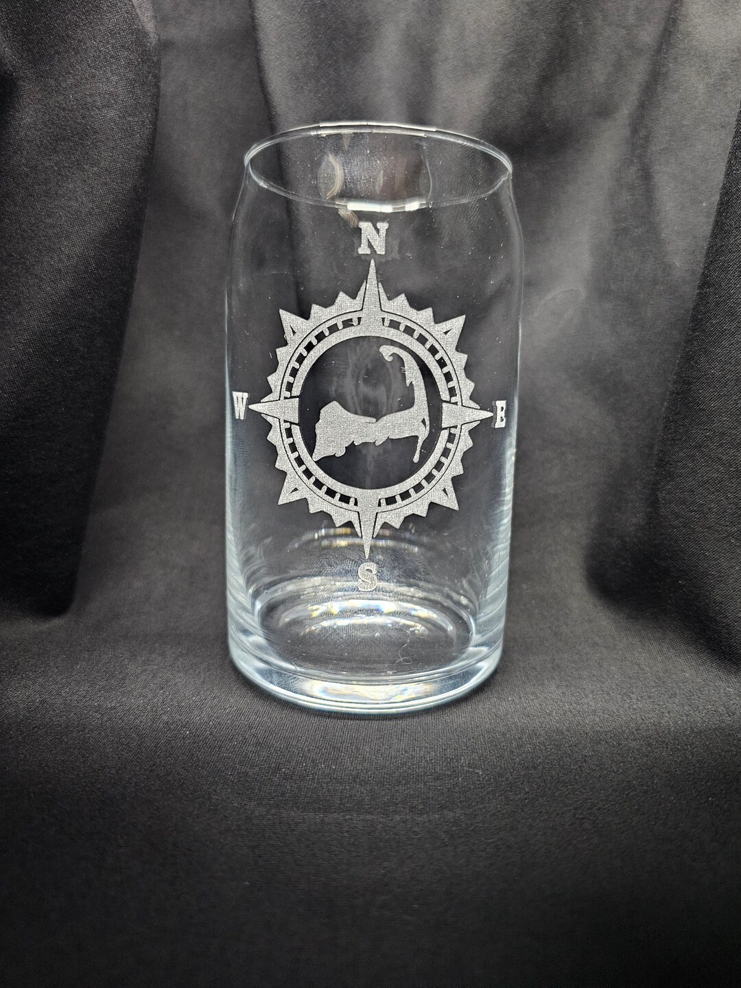 Laser Engraved Cape Cod Compass Beer Can Glass - Custom Option - Etsy