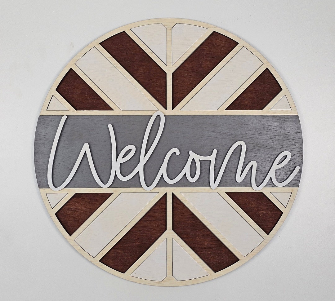 Mosiac Welcome Sign Modern Sign Door Hanger Front Door Decor Front Door ...