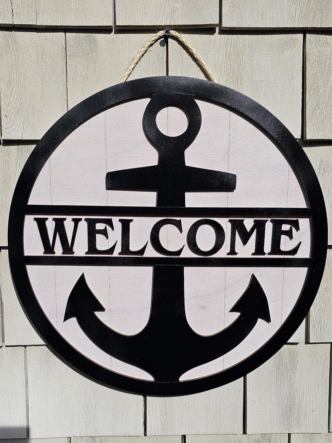 Nautical Anchor Welcome Sign: Rustic Birch Wood Coastal Door Hanger - Etsy