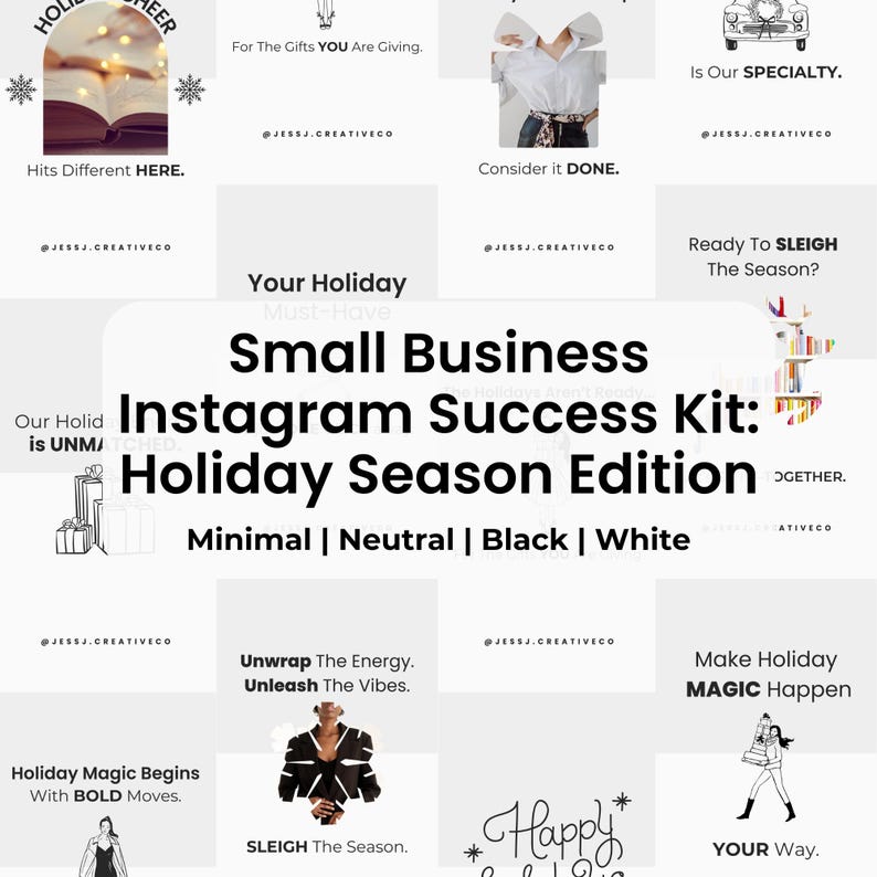 Holiday Season Instagram Templates | Minimal | Neutral | Black & White ...