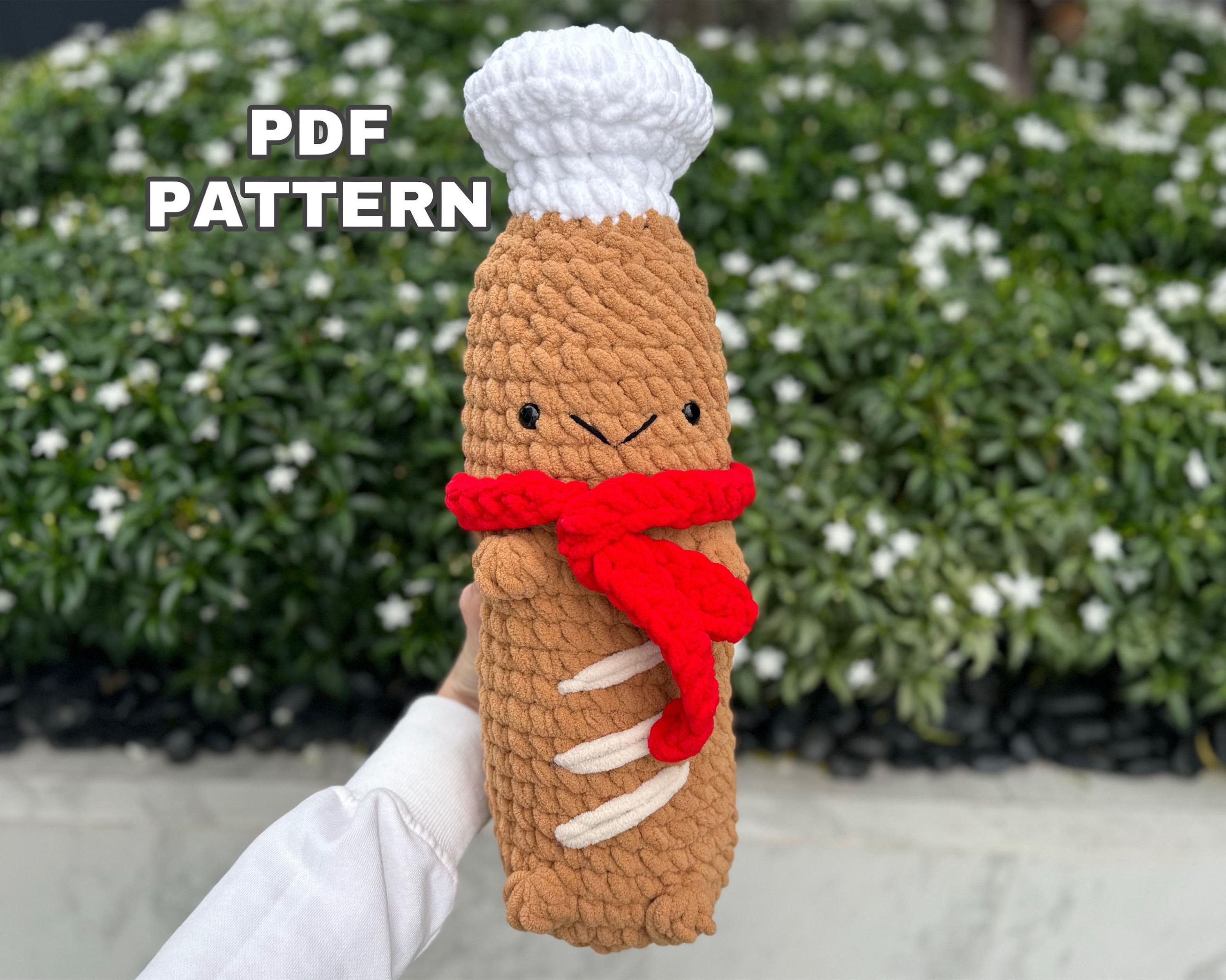 LOW Sew Bread Crochet PATTERN, Baguette in a Chef's Costume Amigurumi ...