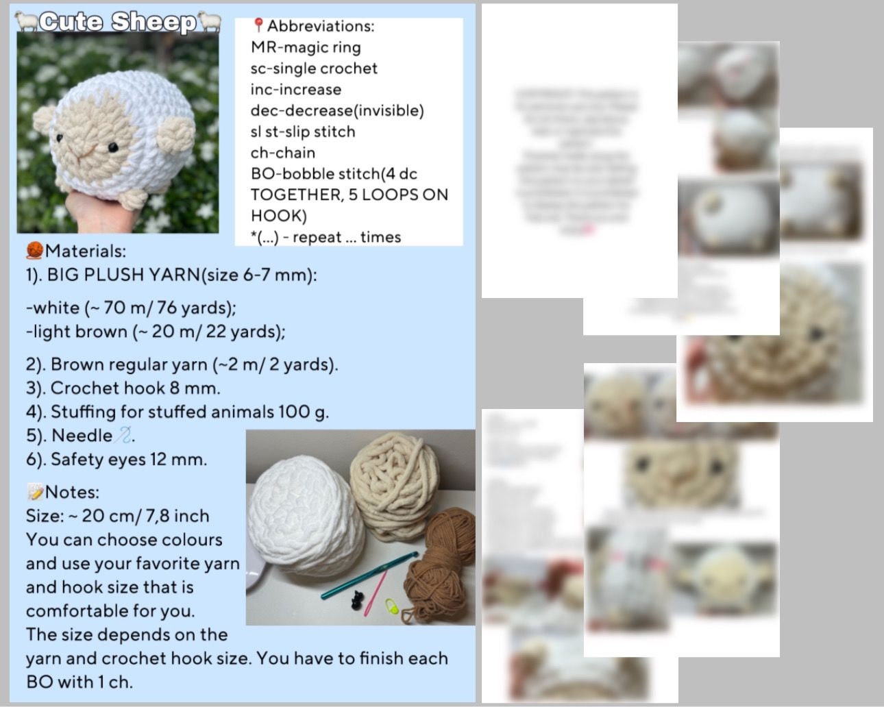 Cute Sheep Crochet Pattern, Lamb Amigurumi Crochet Pattern in English ...