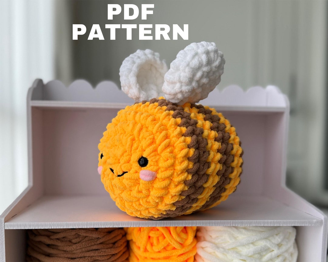 Happy Bee Amigurumi Crochet Pattern: Plush, Fluffy, Big Size (PDF ...