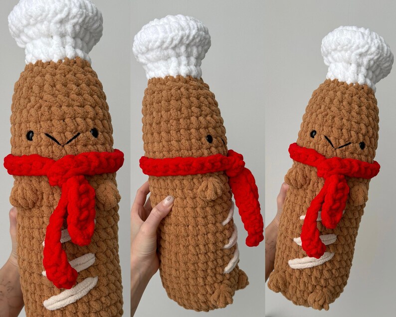 LOW Sew Bread Crochet PATTERN, Baguette in a Chef's Costume Amigurumi ...