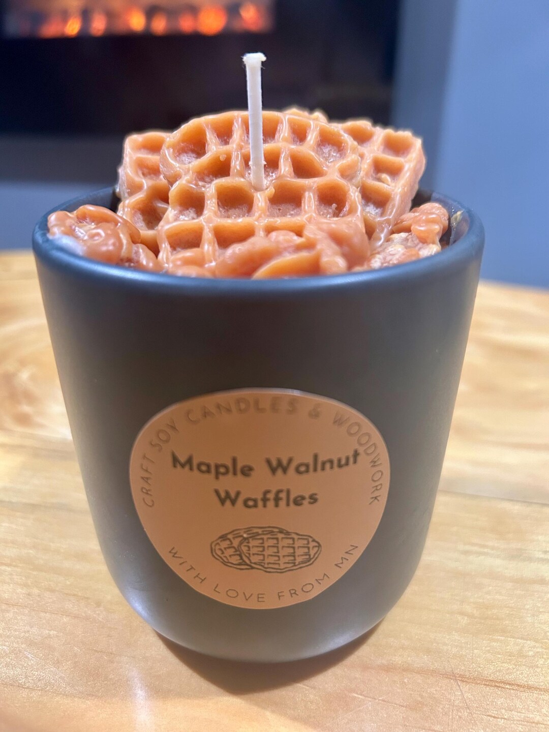 Maple Walnut Waffles Hand Poured Soy Candle Featuring Waffle Wax Embeds Single Wick Ceramic - Etsy