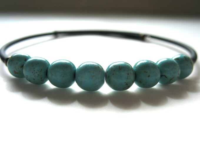 Turquoise Bracelet, Turquoise Stone Cuff Bounce Back Bracelet, Handmade ...
