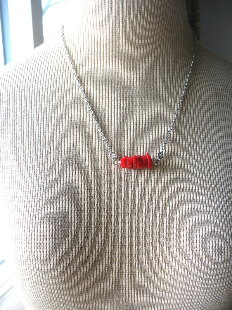 Red Coral Necklace Red Coral Strand Gemstone Necklace - Etsy