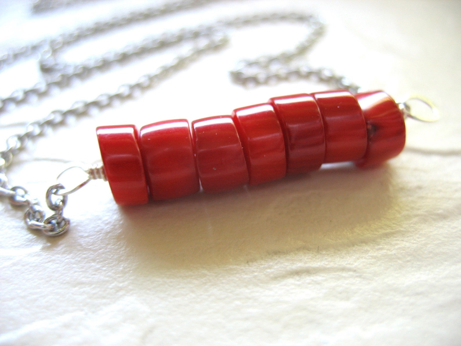 Red Coral Necklace Red Coral Strand Gemstone Necklace | Etsy