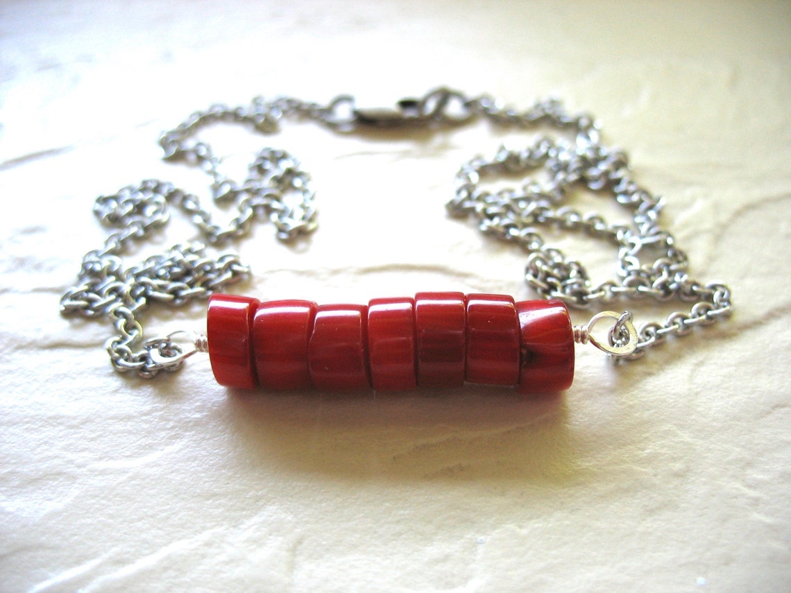 Red Coral Necklace Red Coral Strand Gemstone Necklace | Etsy