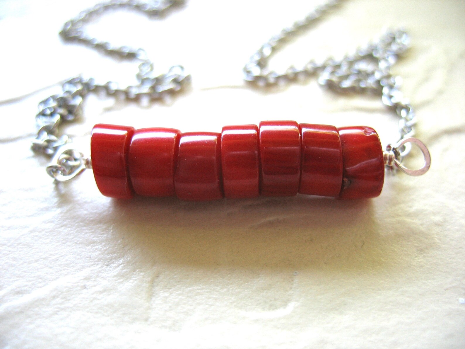 Red Coral Necklace Red Coral Strand Gemstone Necklace | Etsy